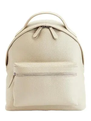 ROYCE NEW YORK Compact Leather Travel Backpack - Taupe