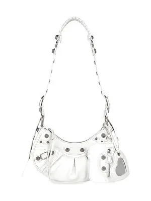 Balenciaga Le Cagole Xs Shoulder Bag With Leopard Print - Optic White/silver