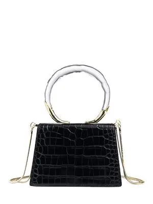 Alexis Bittar Lucite Quad Bag Black Croc/gold/clear