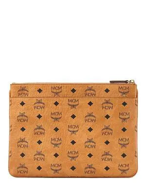 Mcm Aren Visetos Pouch - Cognac Brown