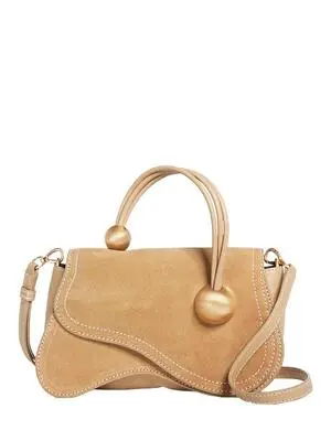 Cult Gaia Kazia Suede Top Handle Crossbody - Sand Dollar