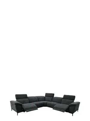 Bloomingdale'S Aprile Leather Reclining Sectional Sofa - Blt- Charcoal