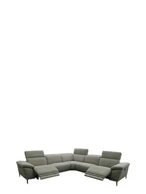 Bloomingdale'S Aprile Leather Reclining Sectional Sofa - Blt- Silver