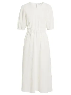 Iris & Ink Corinne Cotton-blend Jacquard Midi Dress - Ivory