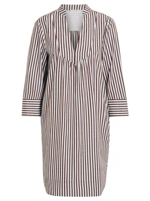 Iris & Ink Cleo Striped Cotton-poplin Mini Dress - Chocolate