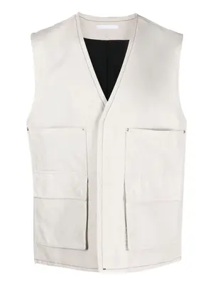 Helmut Lang Cotton-linen Cargo Gilet - Neutrals