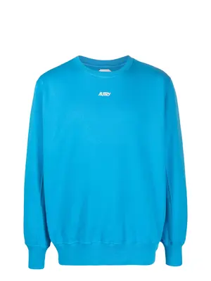 AUTRY Logo-flocked Cotton Sweatshirt - Blue