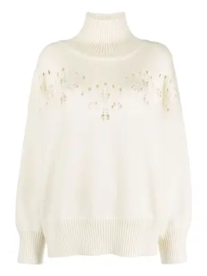 Chloé Pointelle-knit Wool Jumper - White