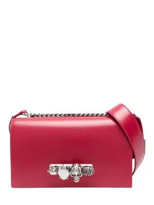 Alexander McQueen The Biker Jewelled Leather Crossbody Bag - Red