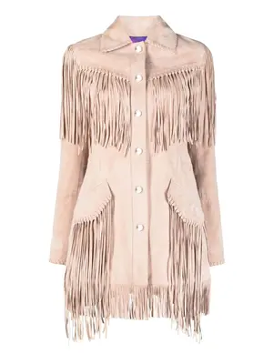 PHILIPP PLEIN Philipp Plein Oversized Fringed Suede Shirt Jacket