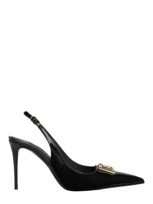 DOLCE & GABBANA Dolce & Gabbana Logo Plaque Slingback Pumps