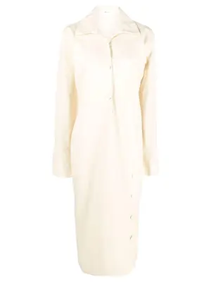 Bally Button-up Long-sleeved Dress - Neutrals