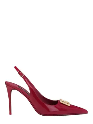 Dolce & Gabbana Logo Plaque Heeled Slingback Pumps - Pink