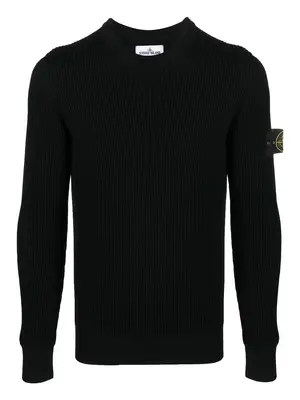 Stone Island Logo-patch Knit Jumper - Black