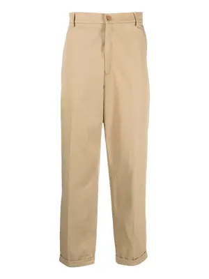 Kenzo Straight-leg Cotton Trousers - Neutrals