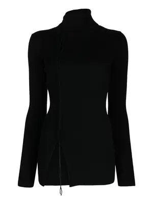 Y’s Front-slit Knitted Top - Black