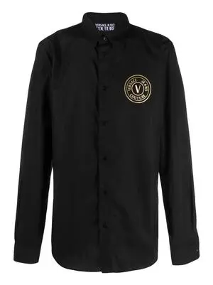 Versace Logo-print Cotton Shirt - Black