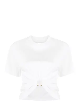 Rabanne Gathered Cotton T-shirt - White