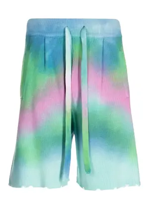 LANEUS Tie-dye Ribbed-knit Shorts - Multicolour