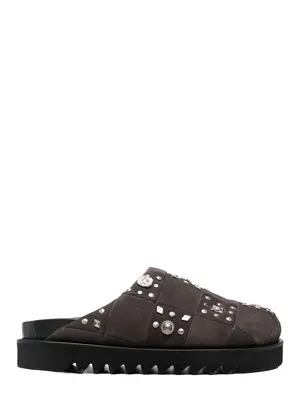 TOGA VIRILIS Stud-embellished Suede Slippers - Grey