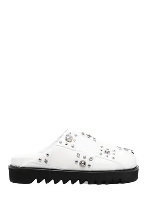 TOGA VIRILIS Stud-embellished Leather Slippers - White