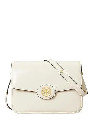 Tory Burch Robinson Spazzolato Leather Convertible Shoulder Bag - Shea Butter/brass