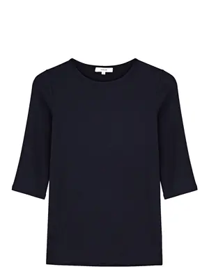 Vince Ribbed Stretch-jersey Top - Navy
