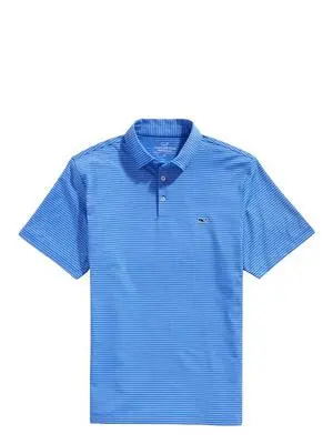 Vineyard Vines Bradley Stripe Sankaty Performance Polo - Ocean Brz/tide Blue