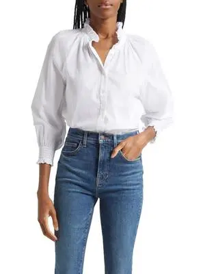 VERONICA BEARD Calisto Ruffle Collar Button-Up Shirt