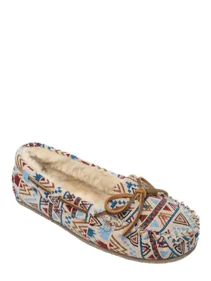 Minnetonka Minnetonka Cally Faux Fur Lined Slipper Cream Mosaic