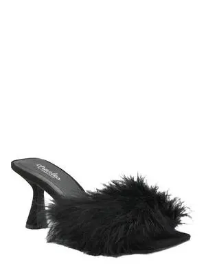 Charles By Charles David Pazazz Feathered Slide Sandal - Black