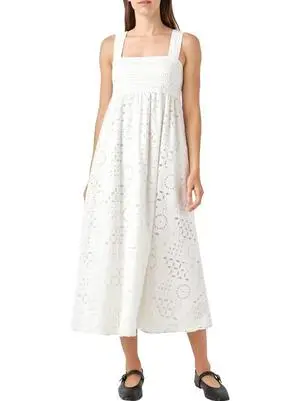 English Factory English Factory Broderie Anglaise Cotton Sundress White