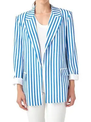 English Factory Striped Blazer - Blue Stripe