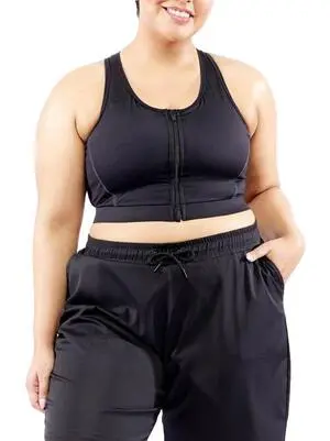TOMBOYX Racerback Zip Bikini Top Black Ombre