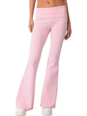 EDIKTED Naomi Flared Knit Pants - Light-pink
