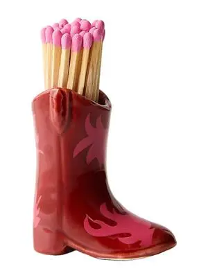 PADDYWAX Cowboy Boot Matches Red Ceramic
