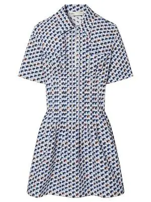 Tory Burch Printed Cotton Poplin Mini Dress - Blue Candy Dots