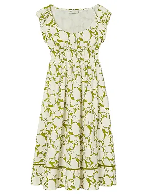 Tory Burch Tory Burch Printed Cotton Poplin Mini Dress Green Bold Flower