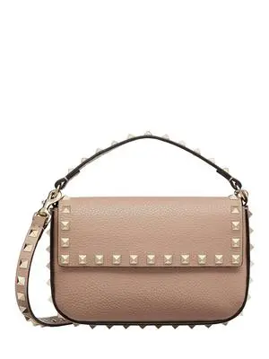 Valentino Garavani Leather Rockstud Cross-body Pouch - Nude