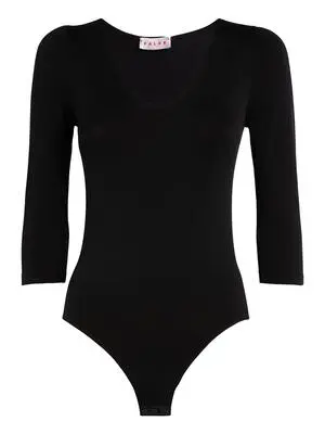 Falke Cropped-sleeve V-neck Bodysuit - Black