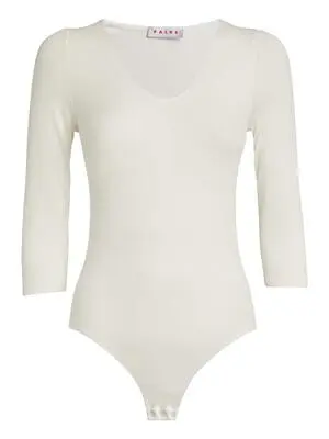 Falke Cropped-sleeve V-neck Bodysuit - Ivory
