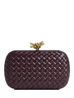 Bottega Veneta Leather Knot Minaudiere Clutch - Brown