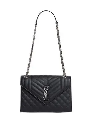 Saint Laurent Medium Envelope Matelassé Shoulder Bag - Black