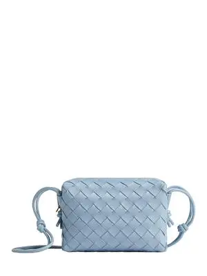 Bottega Veneta Mini Leather Intrecciato Loop Cross-body Bag - Grey