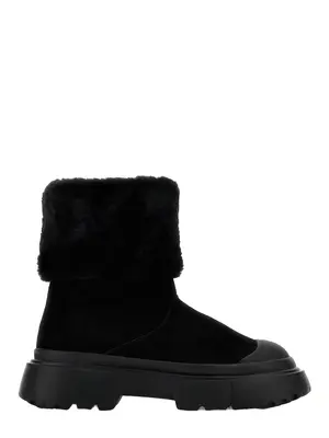 Hogan Faux-fur Lined Suede Boots - Black