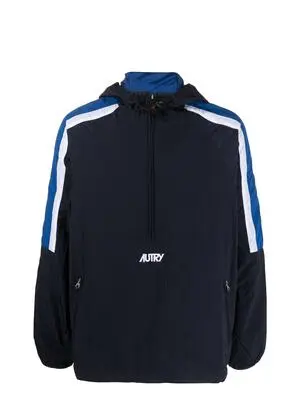 AUTRY Logo-embroidered Hooded Windbreaker - Blue