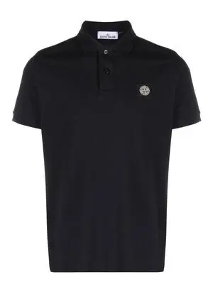 Stone Island Compass Logo-embroidered Cotton Polo Shirt - Blue
