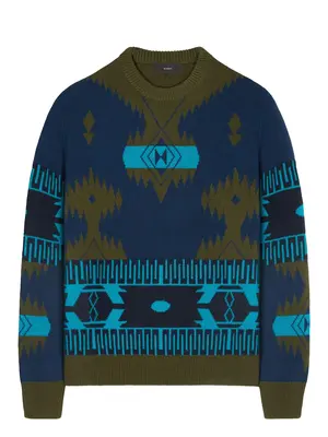 Alanui Icon Jacquard Virgin Wool Jumper - Blue