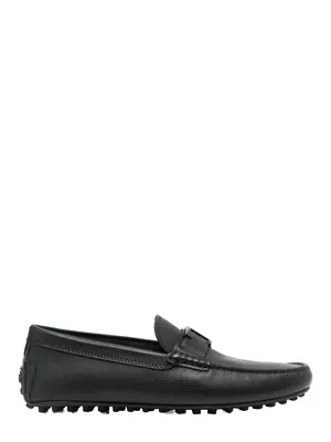 TOD'S Logo-plaque Leather Loafers - Black