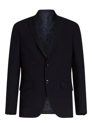 Etro Notched-lapels Virgin Wool-blend Blazer - Black